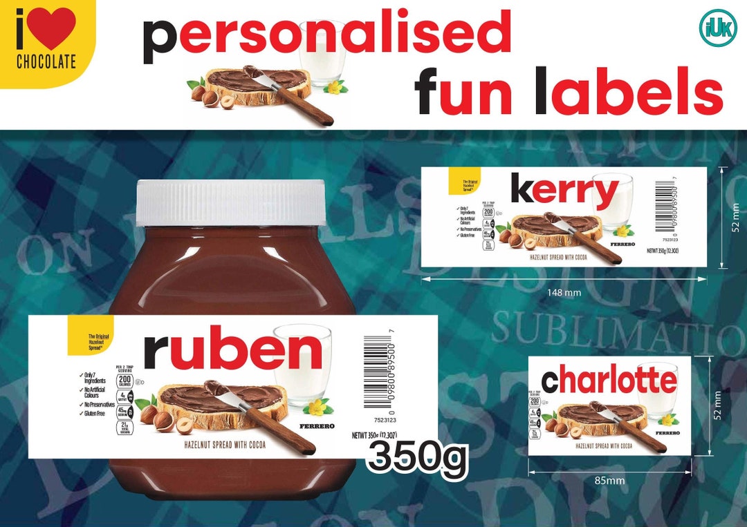 Personalised Chocolate Spread Label, Custom Vinyl Sticker, Choc Spread ...
