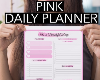 Daily Planner Printable | Cute Pink to Do Checklist | Daily Inserts A4 ...