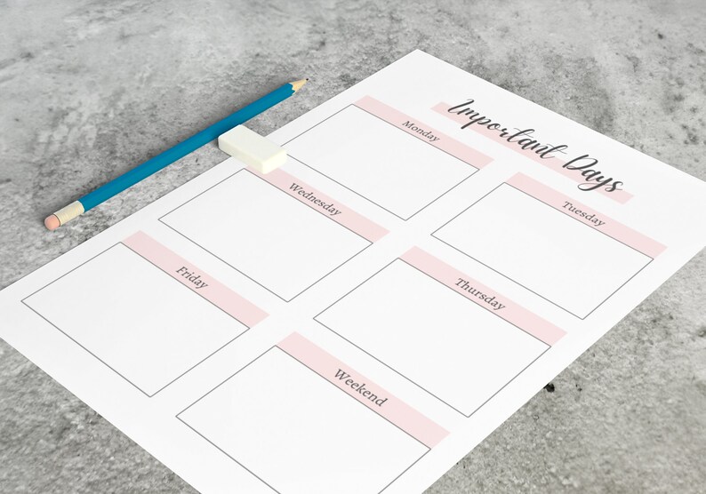 Important Days Tracker | Important Days Log | Journal Page | Planner ...