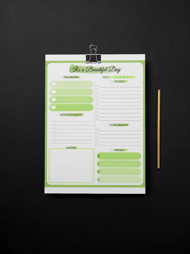 Mint Green Daily Planner: Printable To-do List (PDF) - Etsy