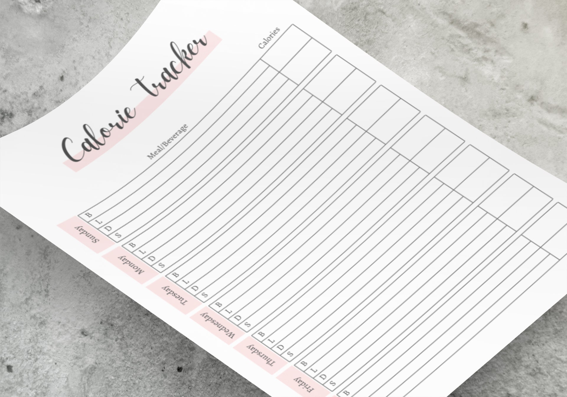 Calorie Tracker Diet Log Schedule Instant Download PDF Printables ...