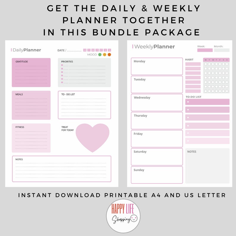 Weekly Planner, Daily Planner, Bundle, Printable Planner, Weekly ...