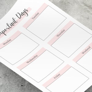 Important Days Tracker | Important Days Log | Journal Page | Planner ...