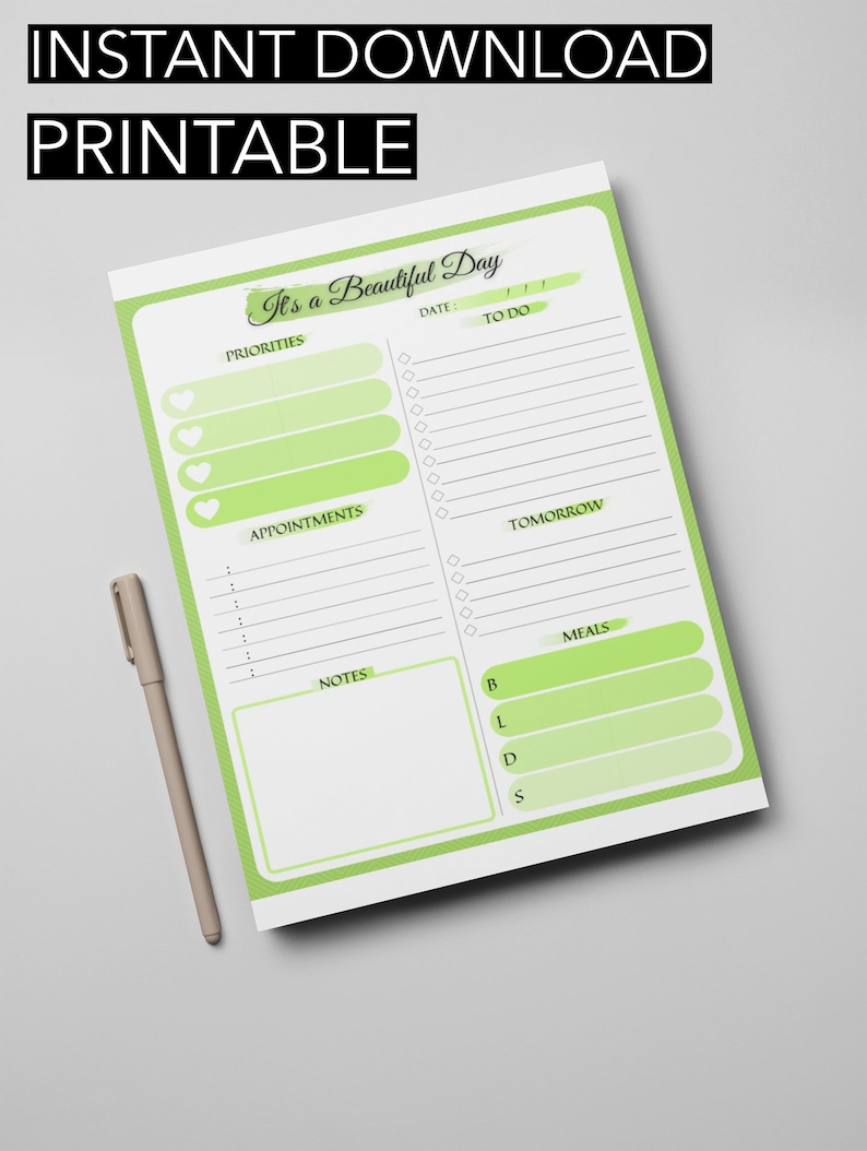 Mint Green Daily Planner: Printable To-do List (PDF) - Etsy