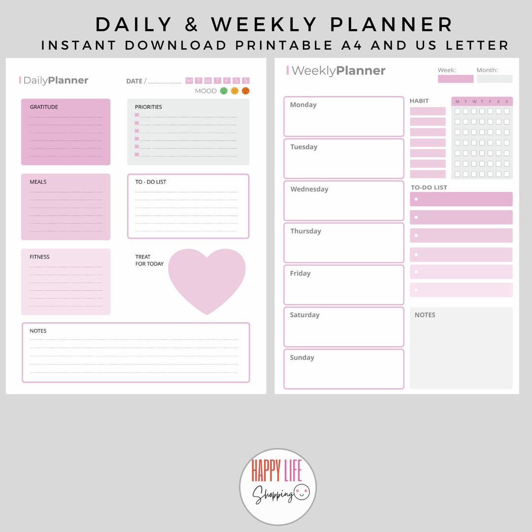 Weekly Planner, Daily Planner, Bundle, Printable Planner, Weekly ...