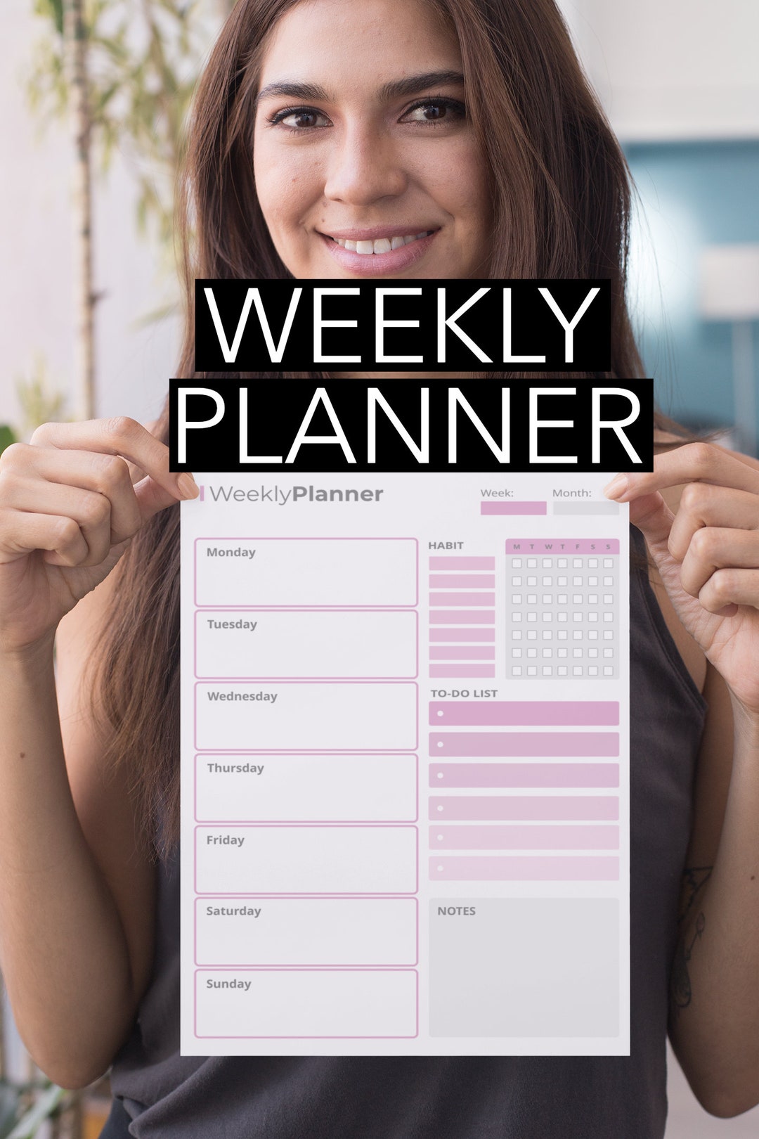 Purple Weekly Planner Printable: A4, Letter Size (PDF Download) - Etsy