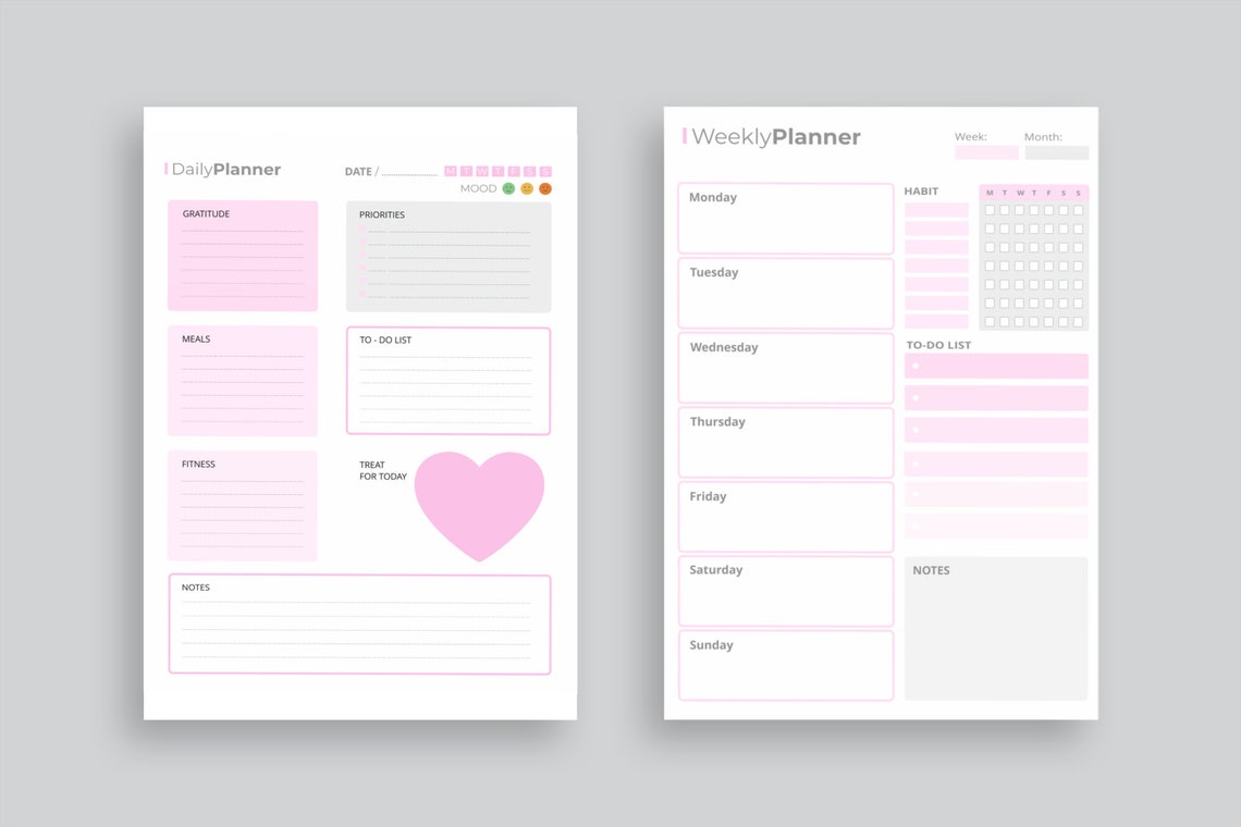 Day Week Planner Template Weekly Day Week Bundle Instant Download PDF ...