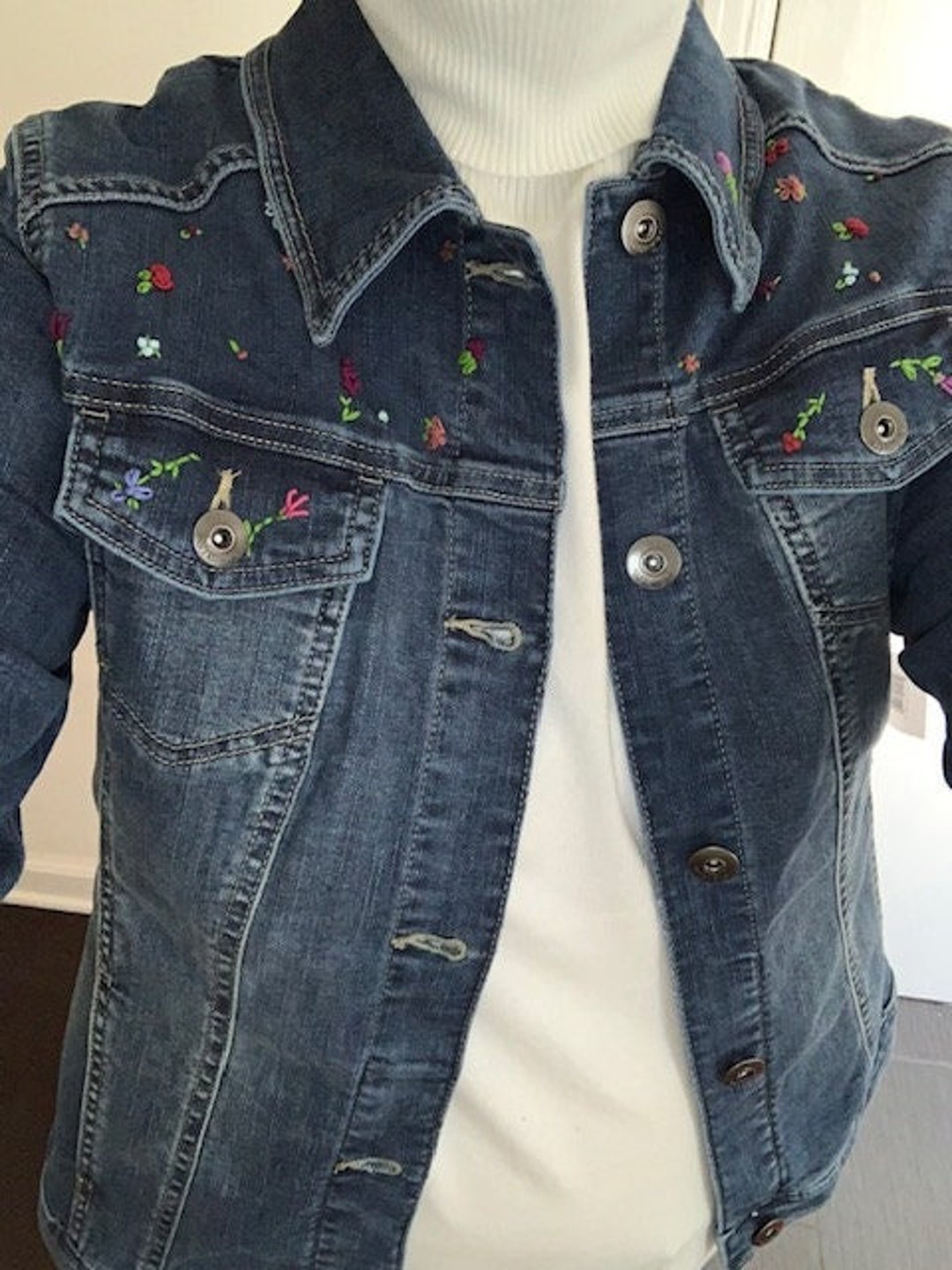 Embroidered Denim Jacket, Jean Jacket With Embroidery, Hand Embroidery ...