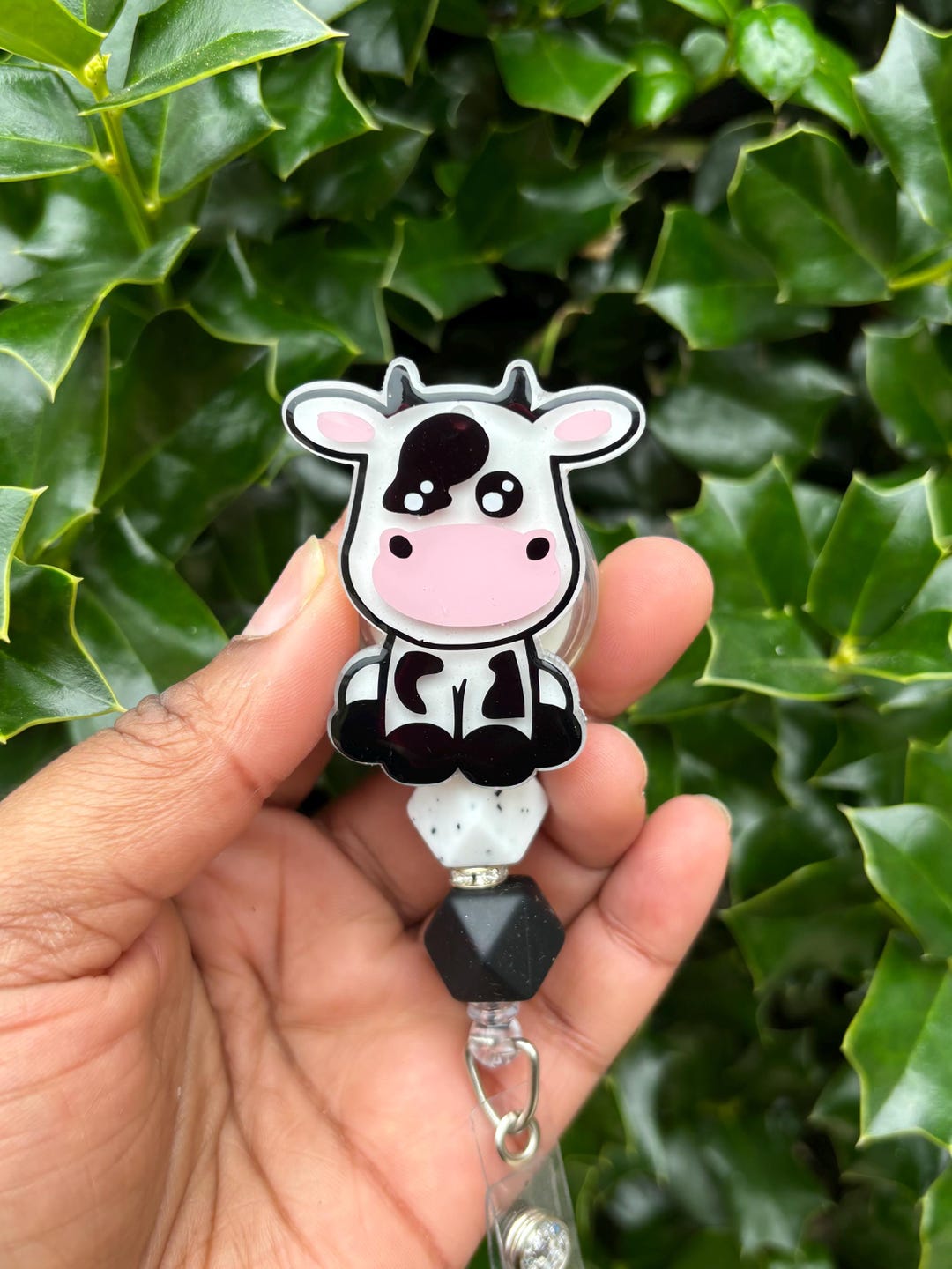 Sitting Cow/ Baby Cow Glitter Badge Reel - Etsy