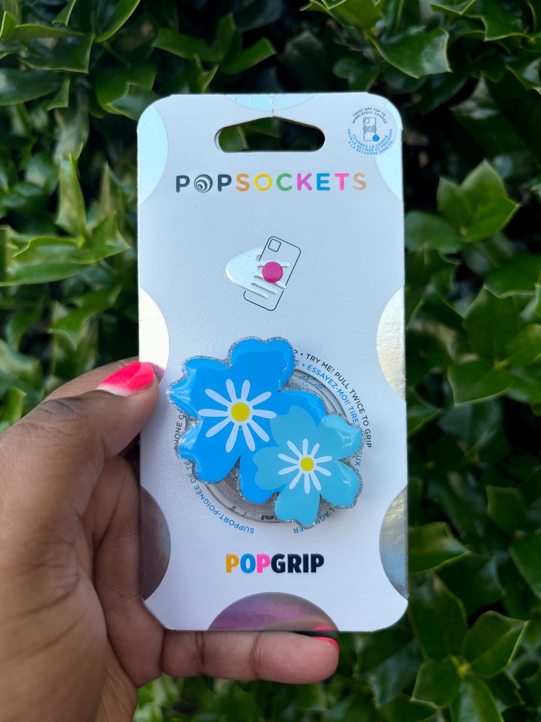 Double Blue Flower Glitter Popsocket/pop Grip - Etsy
