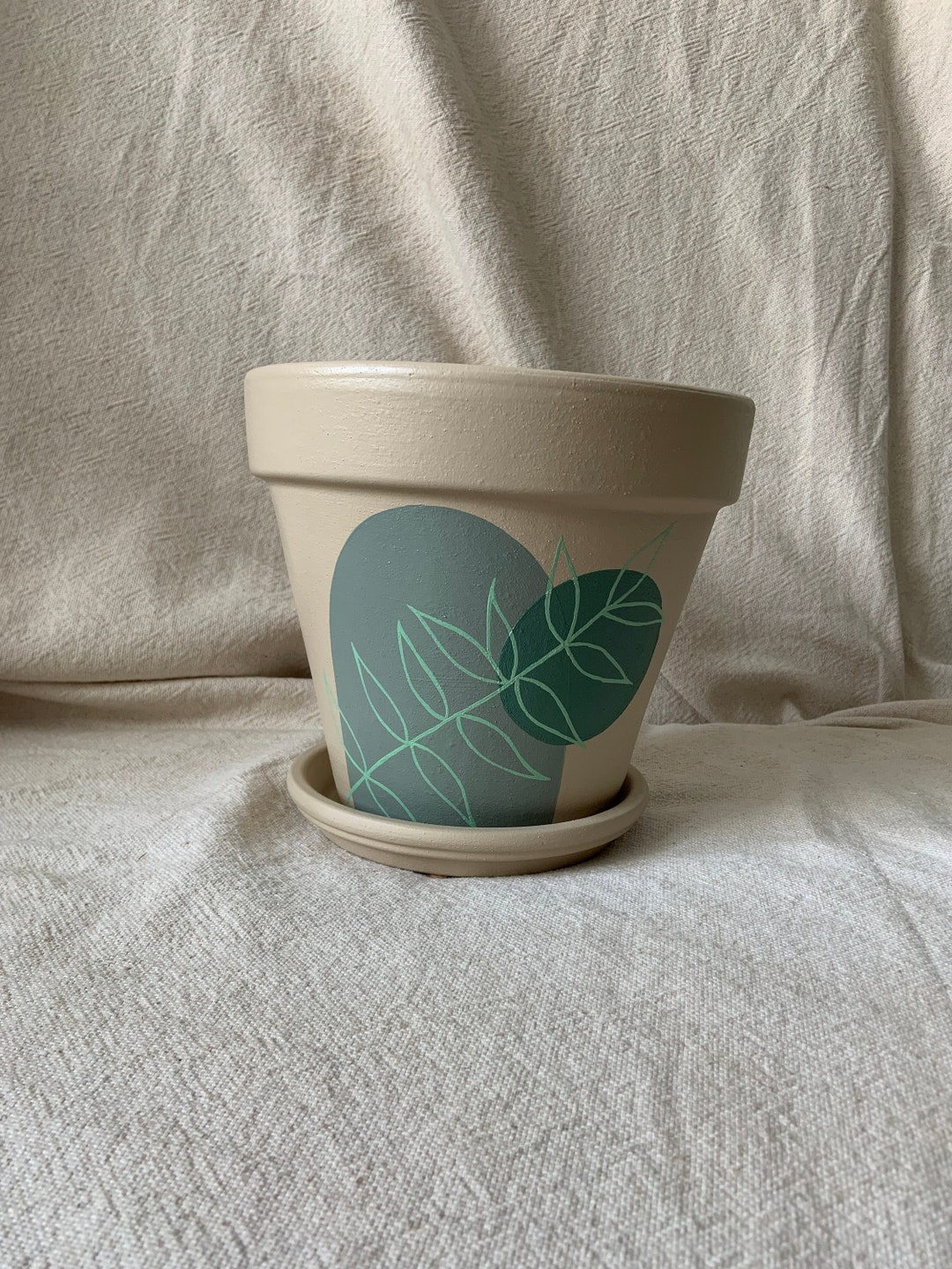 Hand Painted Blue Arch Indoor Plant Pot and Saucer With - Etsy UK