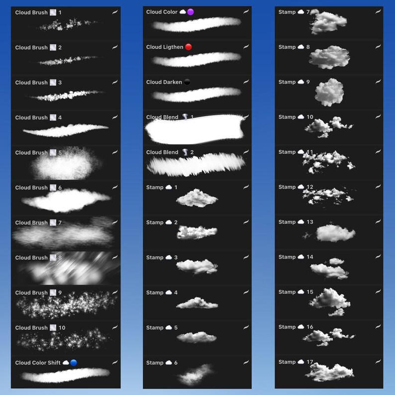 Clouds Brush Set for Procreate | Etsy