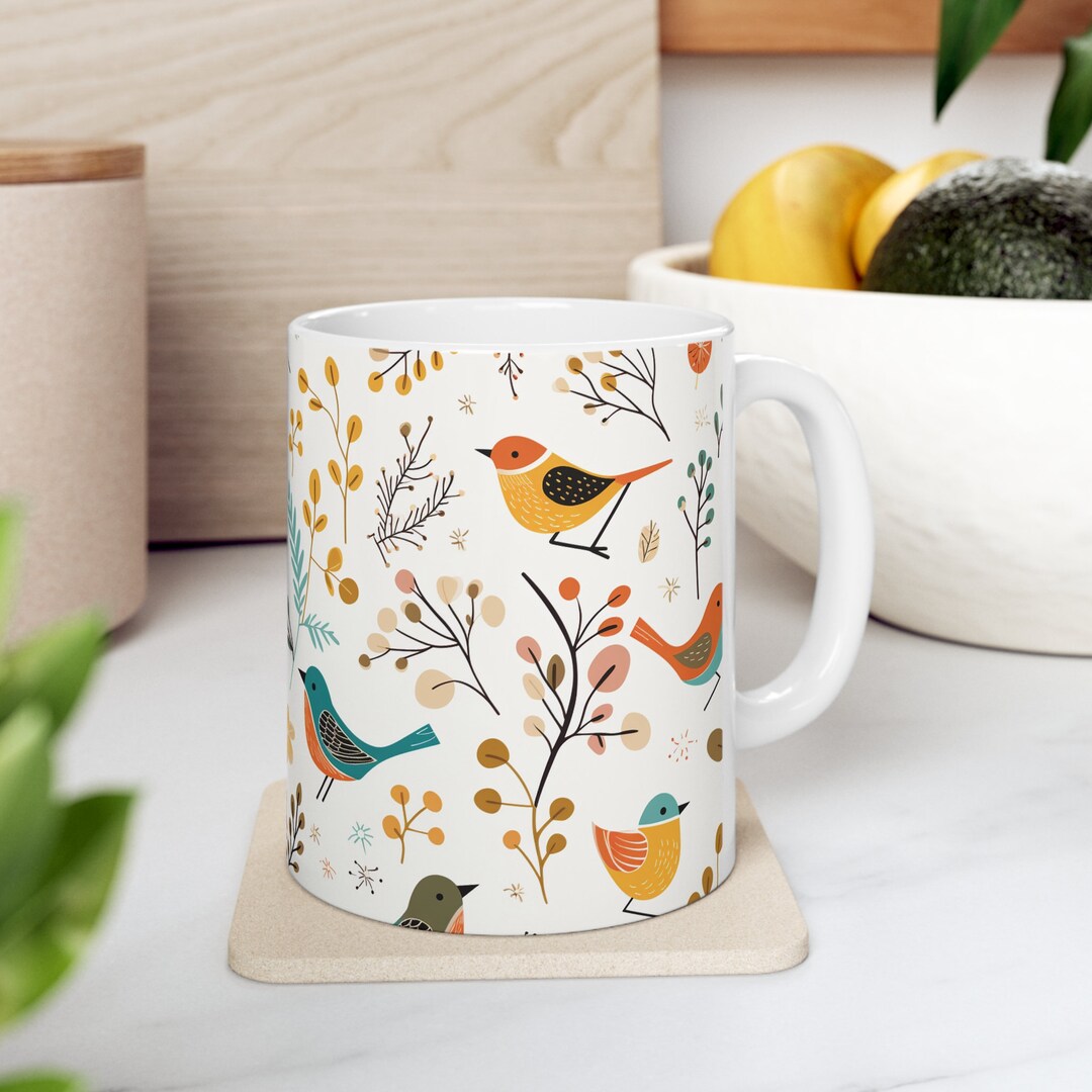 Bird-themed Mug, Coffee Cup, Ceramic Bird Mug, Cute Bird Mug, Bird ...