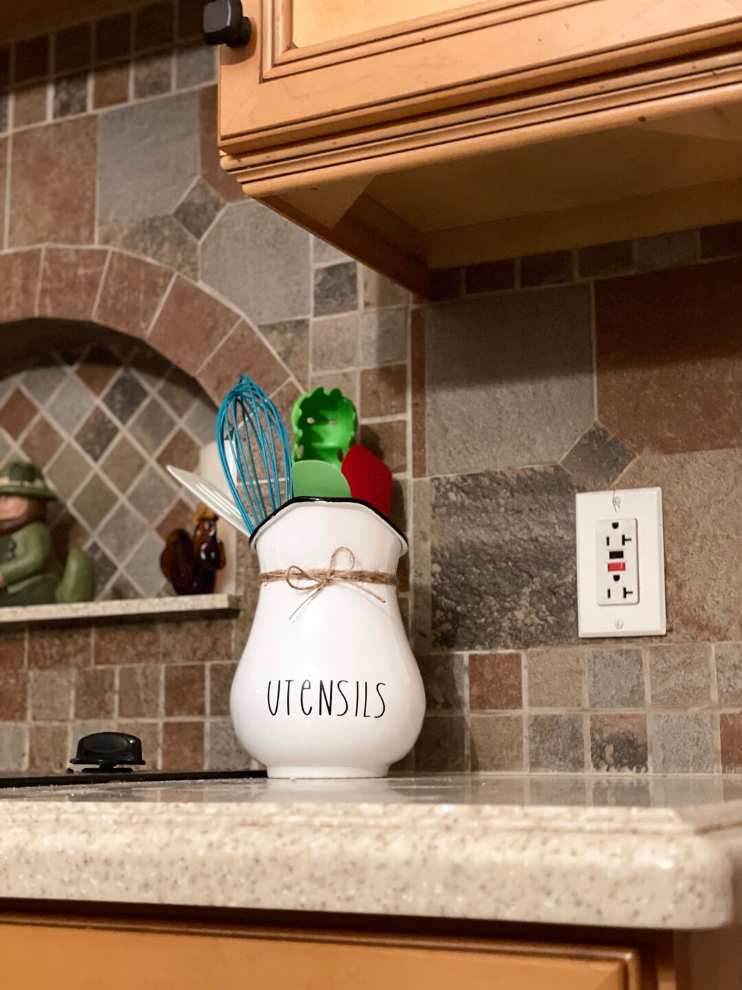 Rustic, Farmhouse White Enamel Finish Utensil Holder Pitcher - Etsy