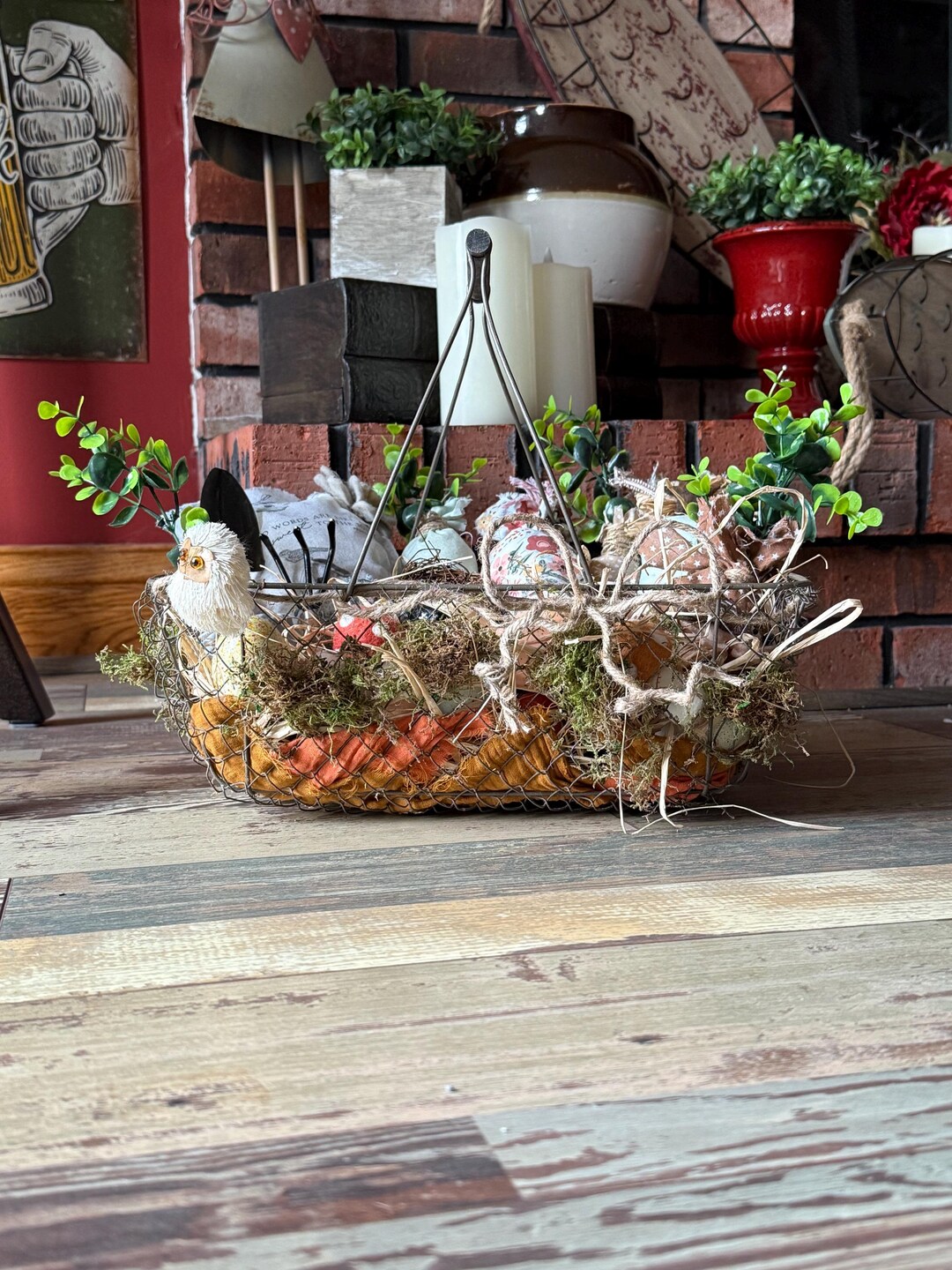 Chicken Wire Basket Centerpiece – Faux Moss & Fabric Carrots - Etsy