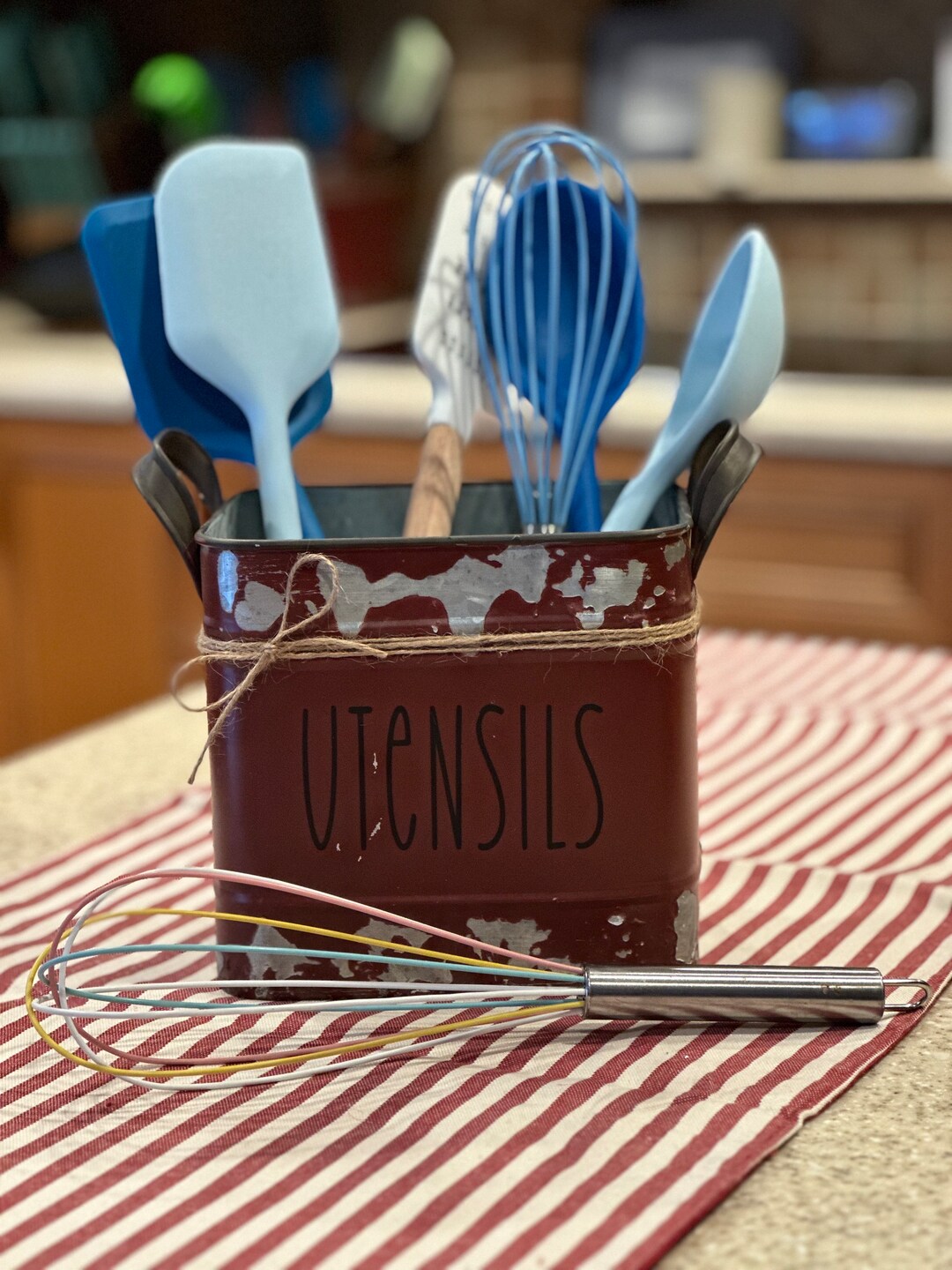 Rustic, Farmhouse, Barn Red Painted Metal Utensil Holder Small 3 - Etsy