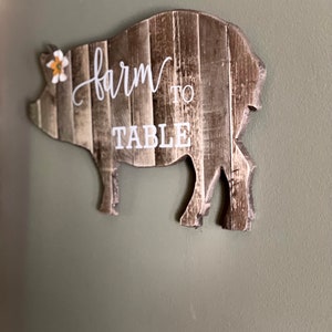 Farmhouse Wood Pig, Farm to Table, Rustic, Country Kitchen Decor - Etsy