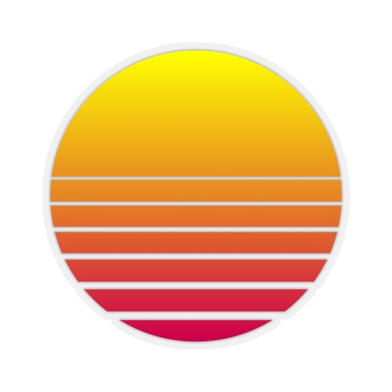 Retro Sun Sticker Synthwave Sticker Retrowave Music Sticker - Etsy