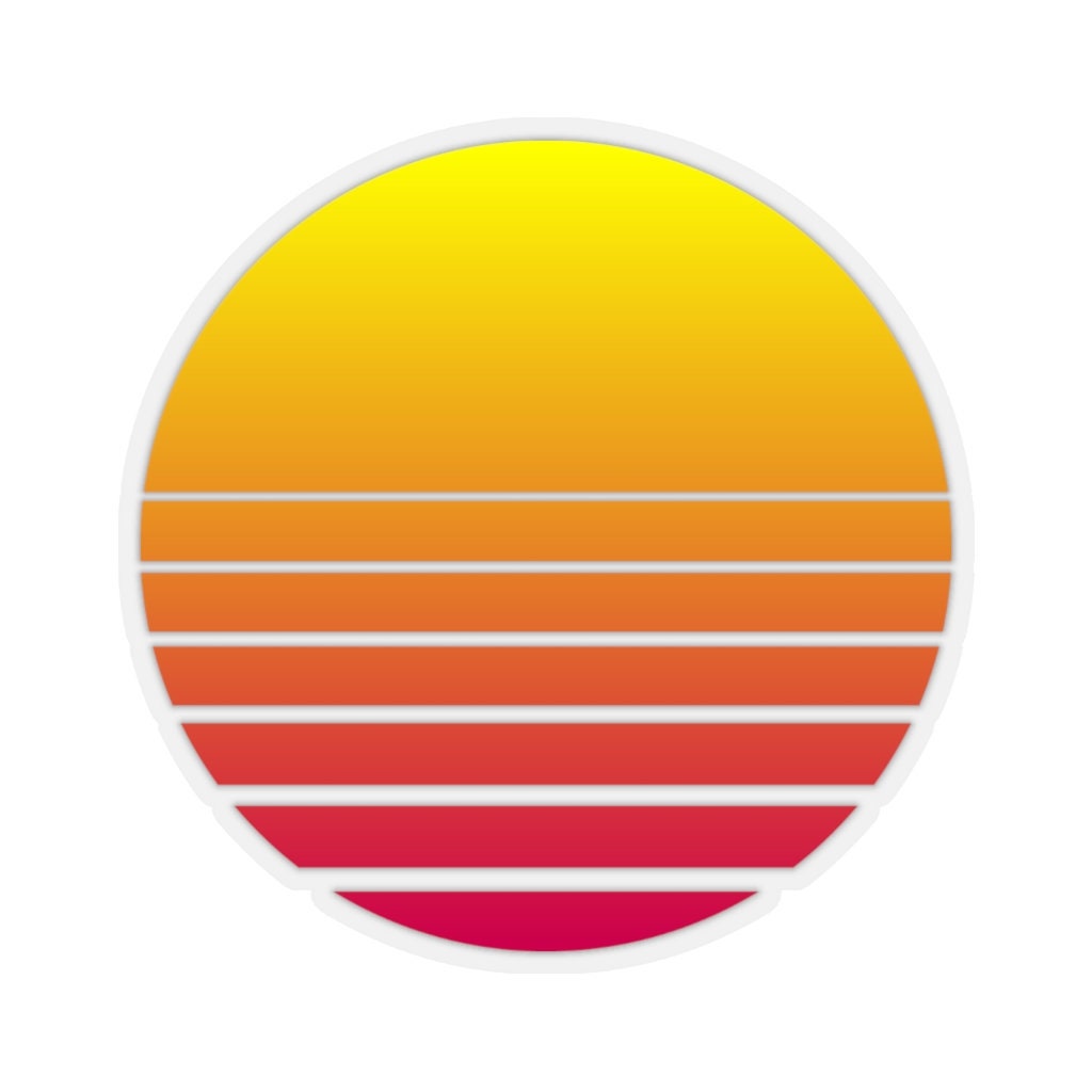 Retro Sun Sticker, Synthwave Sticker, Retrowave Music Sticker, Outrun ...