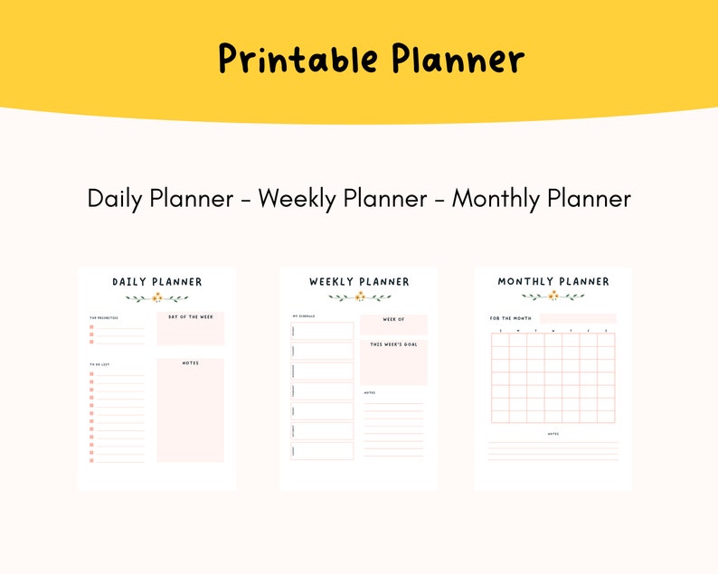 Printable Planner Minimalist Printable Planner And Organizer Etsy Canada