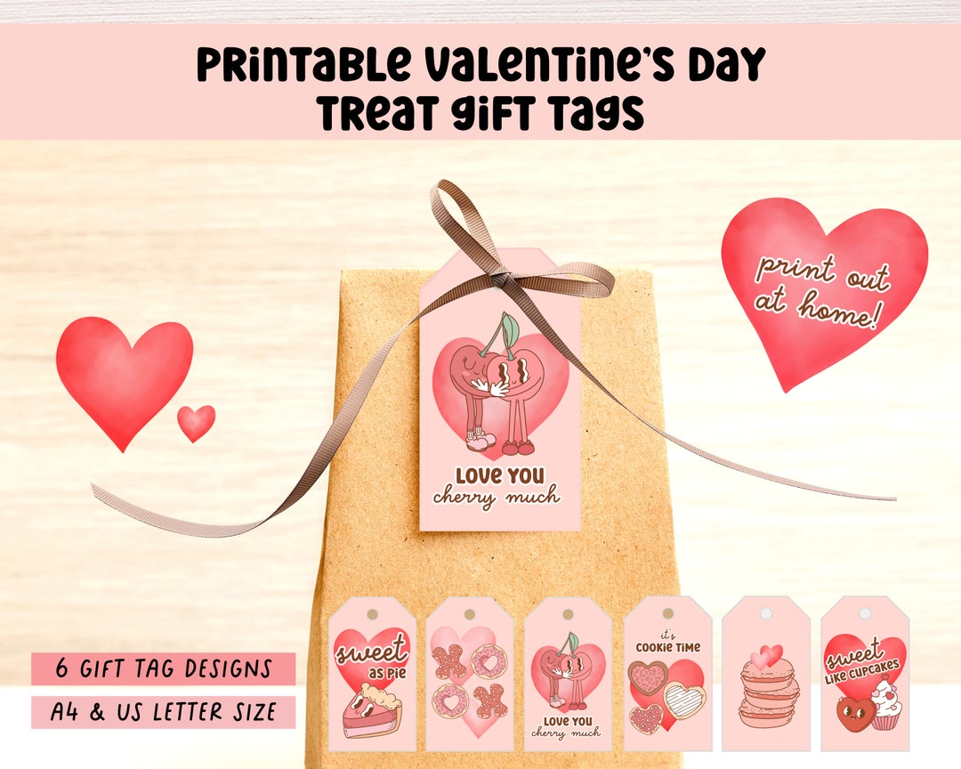 Valentine's Day Treat Tags Printable Valentine's Day Gift Tags ...