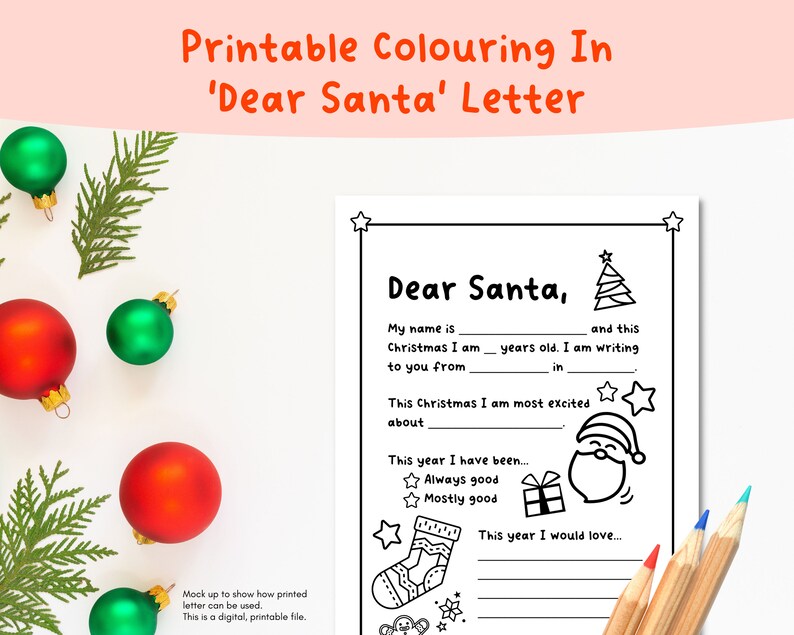 Printable Color in Dear Santa Letter Printable Dear Santa Letter ...