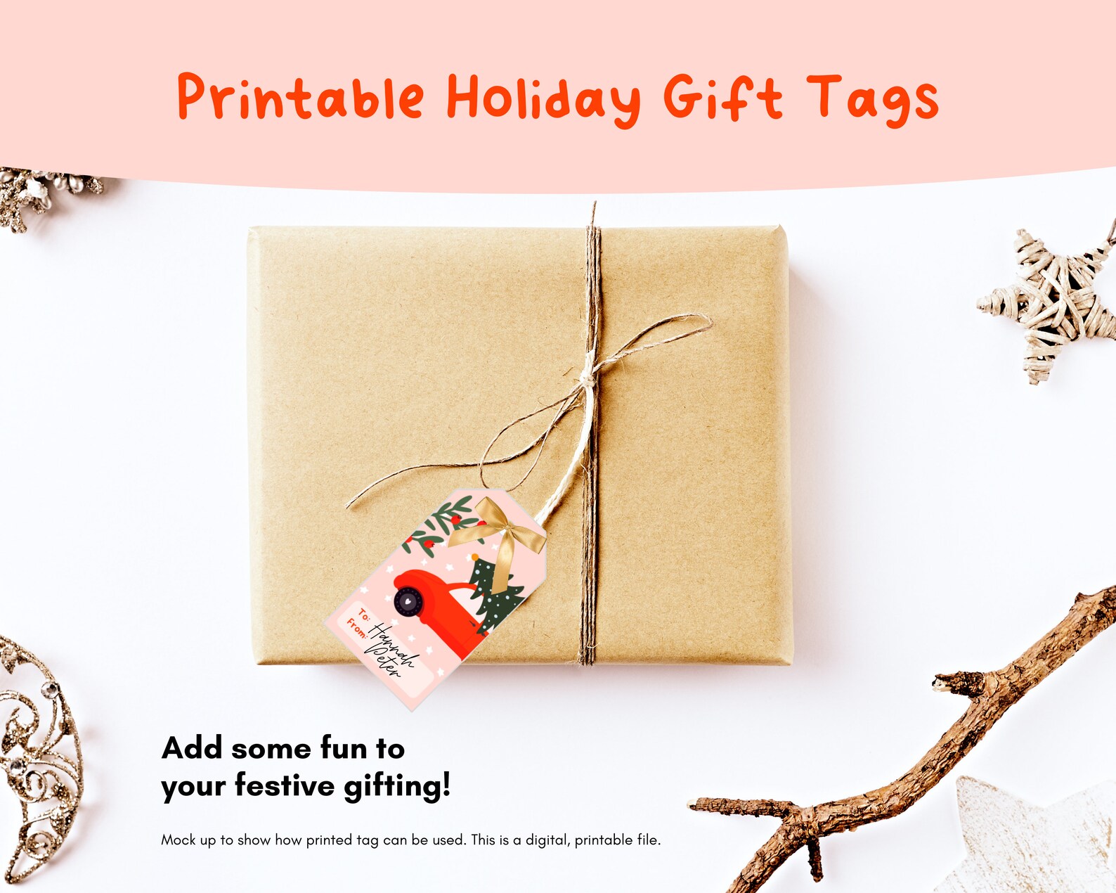 Printable Festive Gift Tags Printable Holiday Gift Tags - Etsy