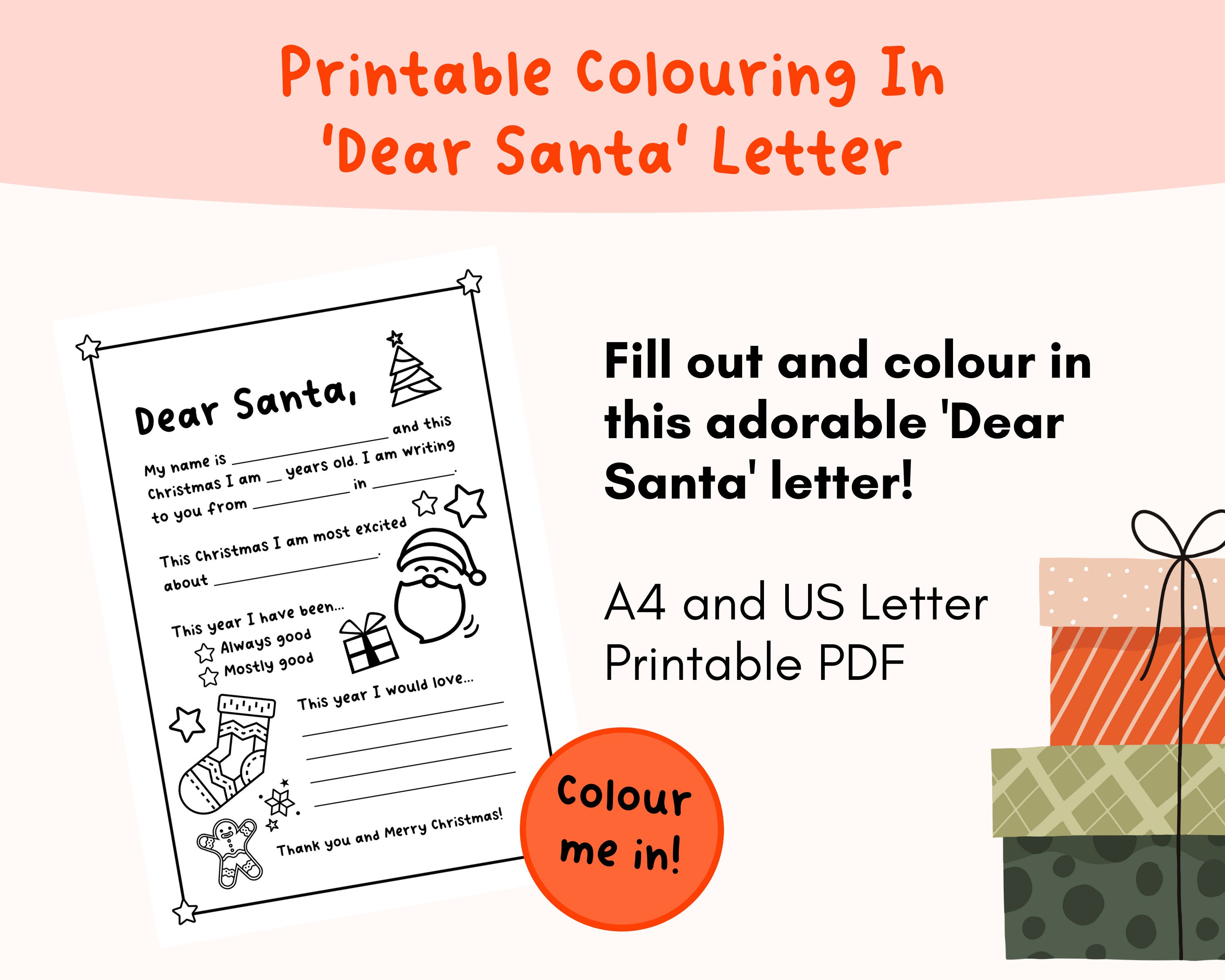 Printable Color in Dear Santa Letter Printable Dear Santa Letter ...