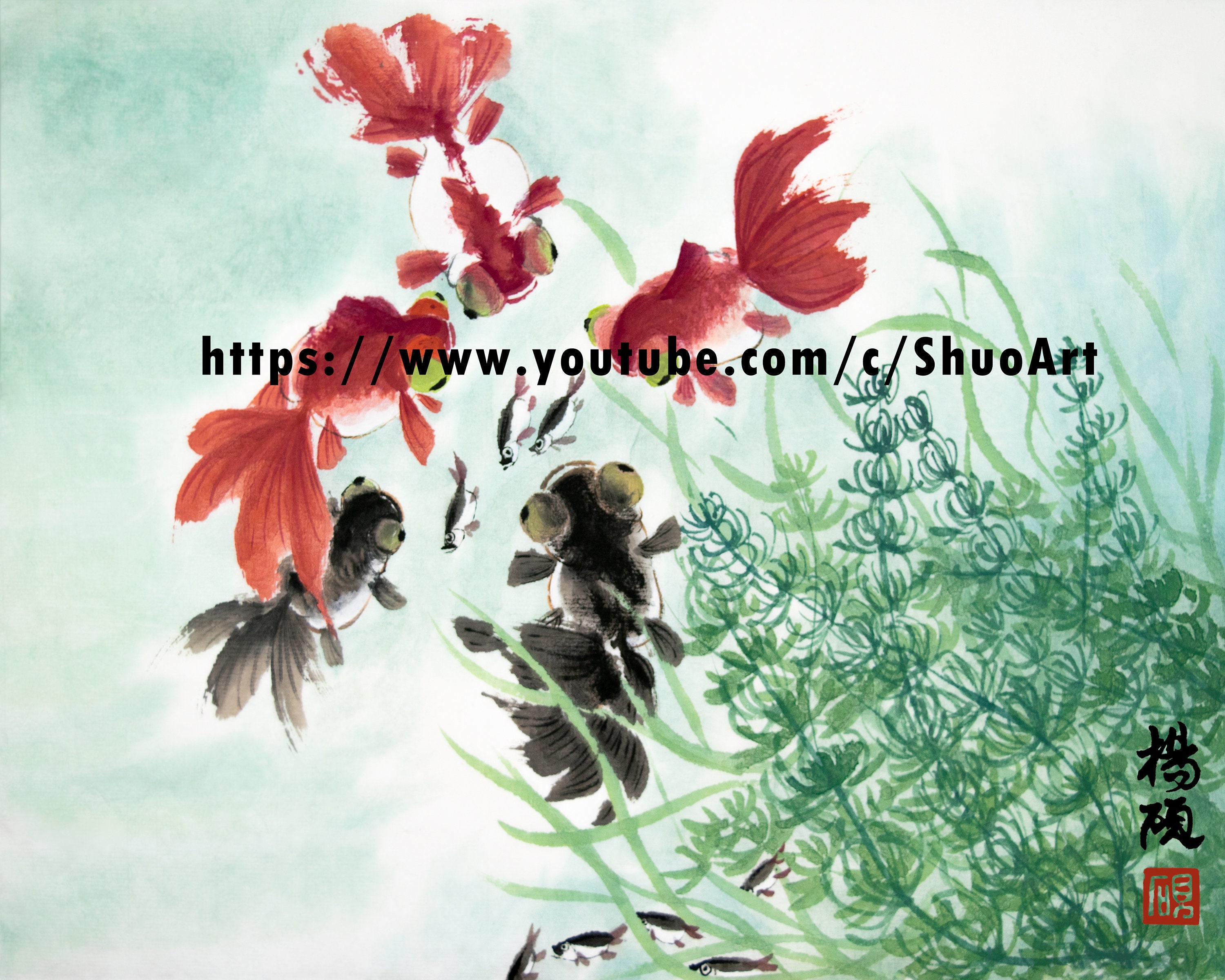Goldfish Watercolor Art, Chinese Brush Paintingprints or Download - Etsy