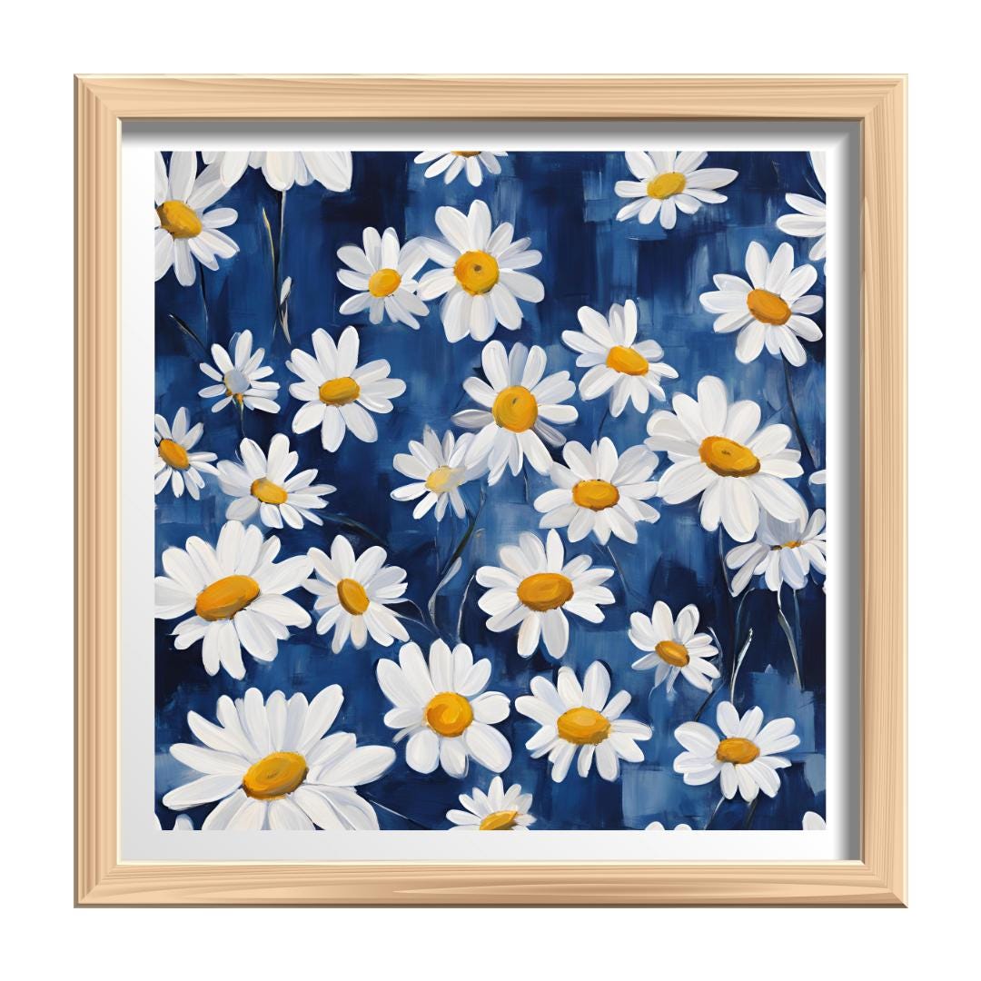 Blue Daisy Art | Abstract Wall Art Print | Colorful Floral Home Decor ...