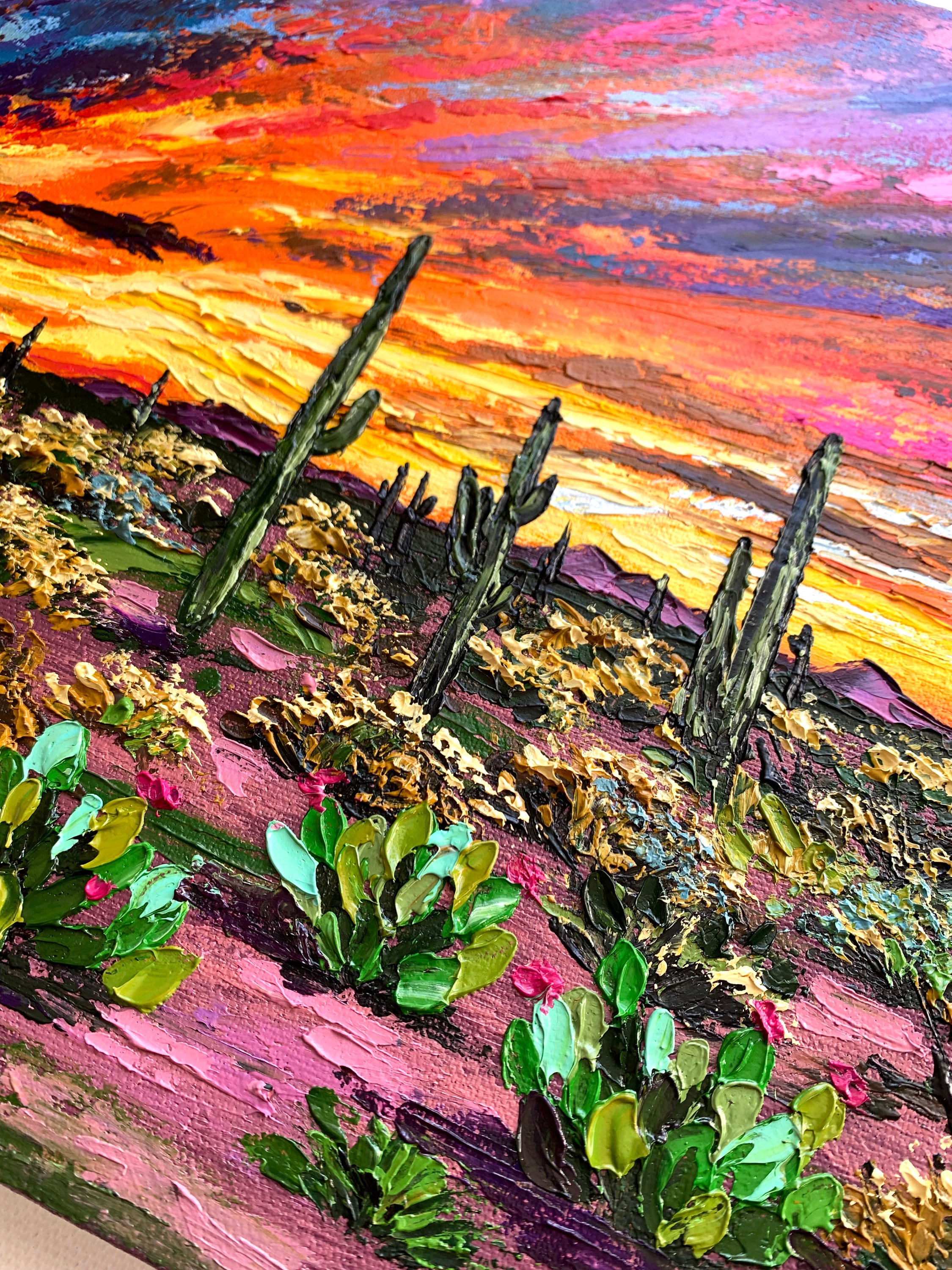 Colorful Arizona Oil Painting Original Large Tucson Canvas Artwork ...