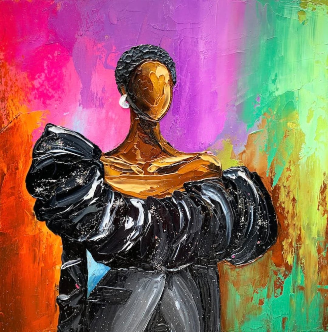 Faceless African Woman Oil Painting Original Fashion Black Woman ...