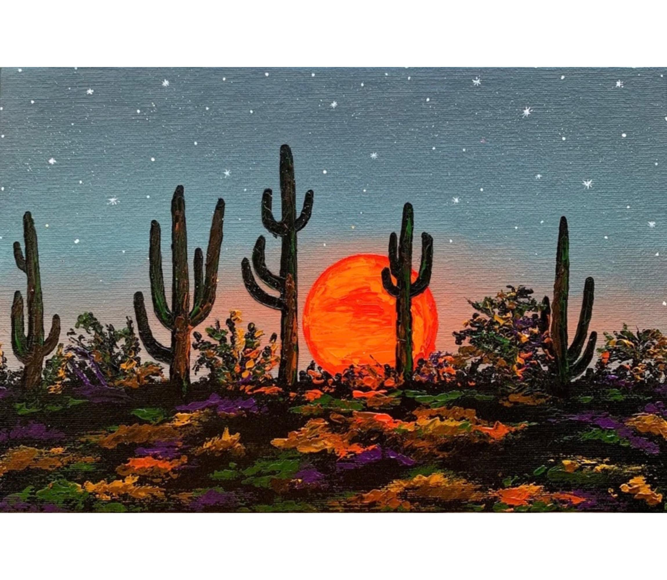 Cactus Sunset Painting