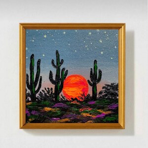 Sparkling Night in Arizona Oil Painting Original Arizona Canvas Artwork ...