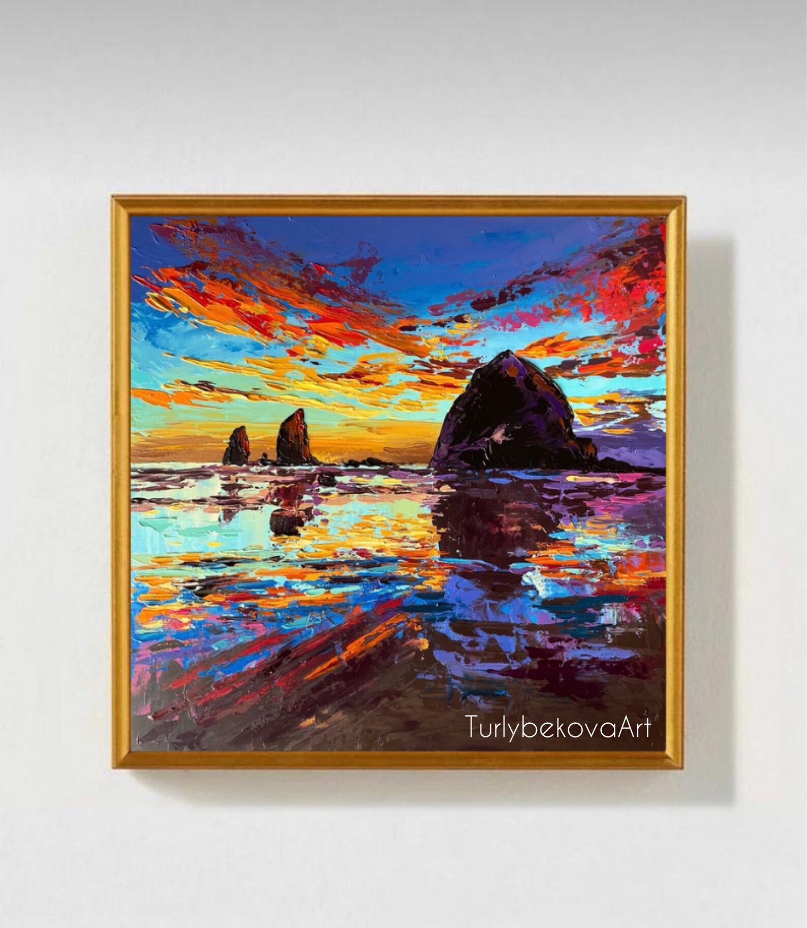 Original Oregon Sunset Oil Painting: Haystack Rock, Cape Kiwanda Art - Etsy