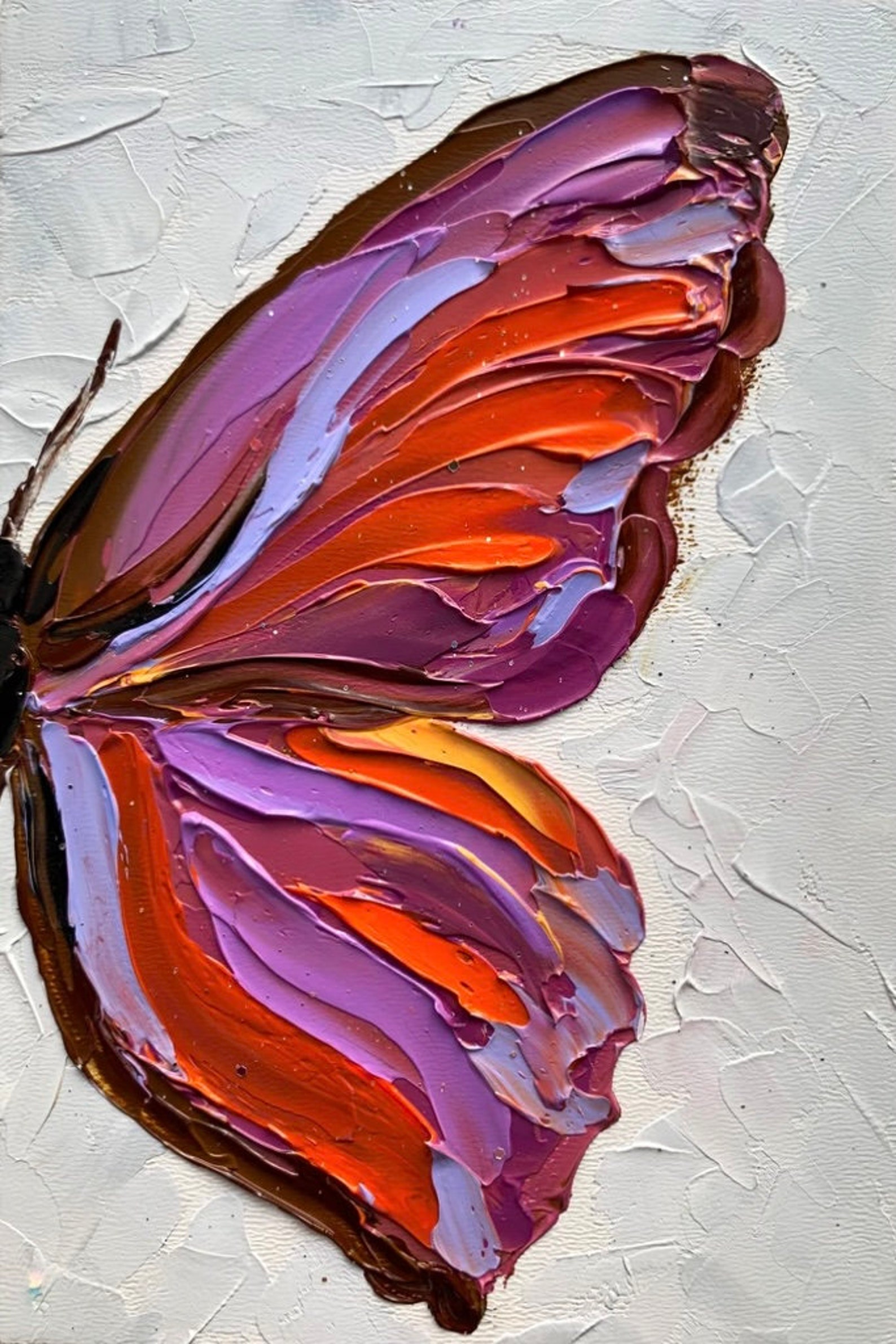 Butterfly Oil Painting Original Half Butterfly Impasto Palette Knife ...