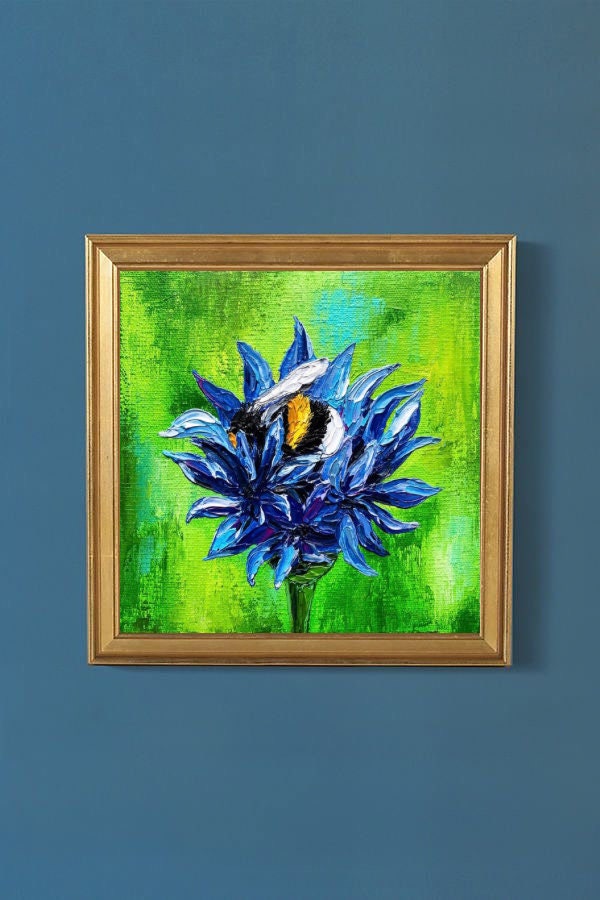 Impasto Honey Bee Oil Painting Original Canvas Bee Artwork Motley ...