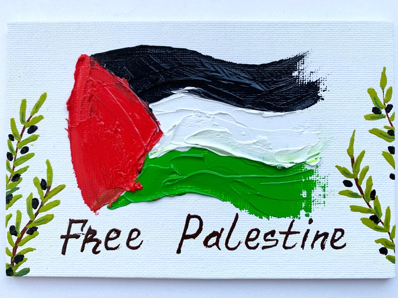Palestine Flag Oil Painting Original Impasto Palestine Flag Palette ...