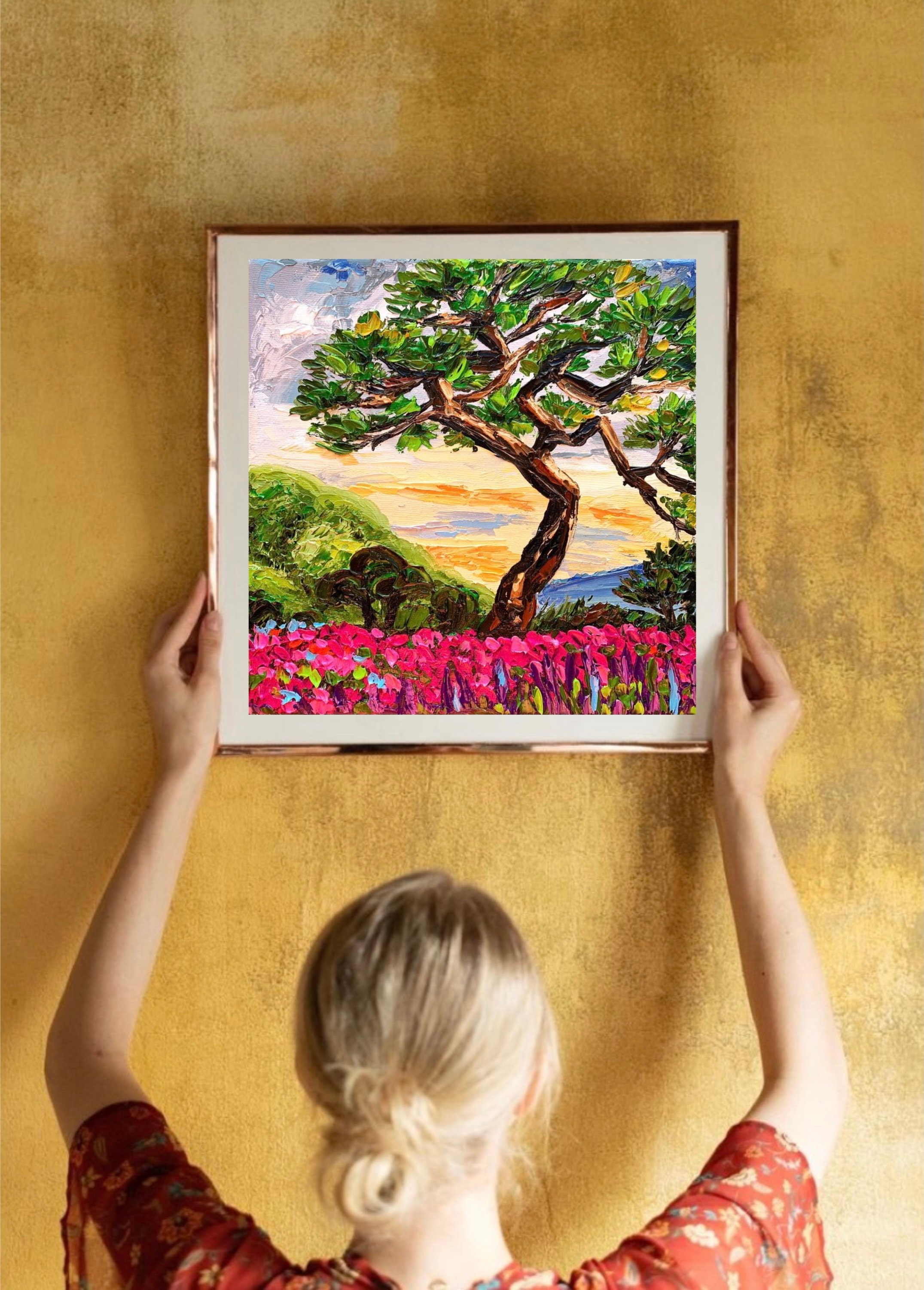 Monterey Bay Oil Painting Original Impasto Cypress Tree Canvas - Etsy