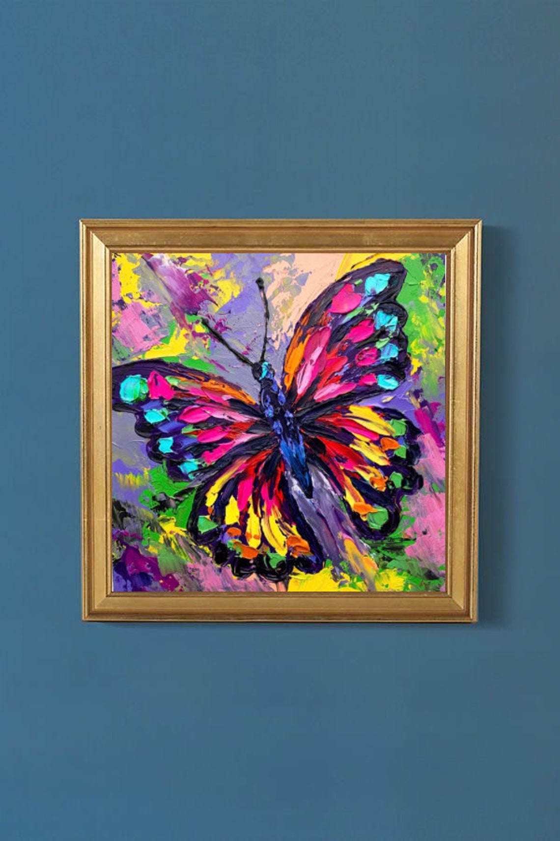 Motley Butterfly Oil Painting Original Impasto Butterfly Artwork ...