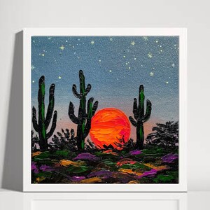 Sparkling Night in Arizona Oil Painting Original Arizona Canvas Artwork ...