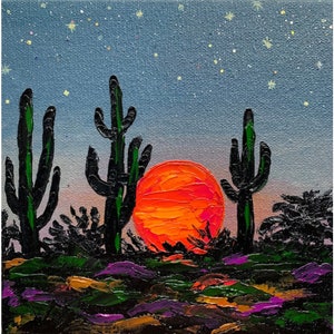 Sparkling Night in Arizona Oil Painting Original Arizona Canvas Artwork ...