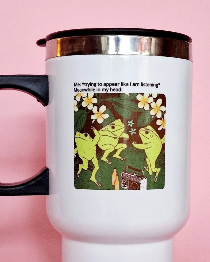 Frog Meme Cute Travel Mugs on the Go Flask Funky Stainless Steel Travel ...