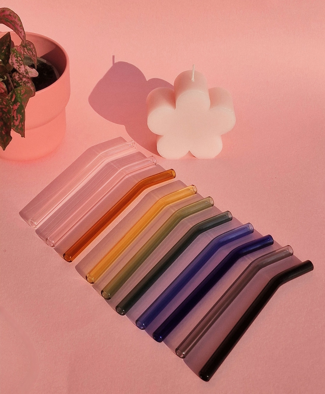 Chunky Short Glass Reusable Straws | Rainbow Sustainable Glass Straws ...