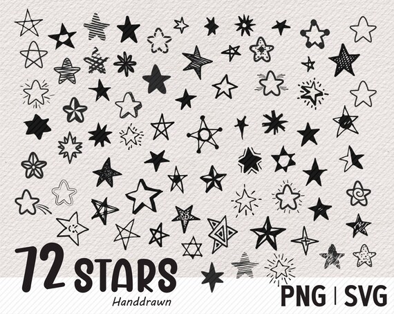 Clip Art PNG Doodle Stars Clipart,40 Cute Icons set,Hand Drawn stars ...