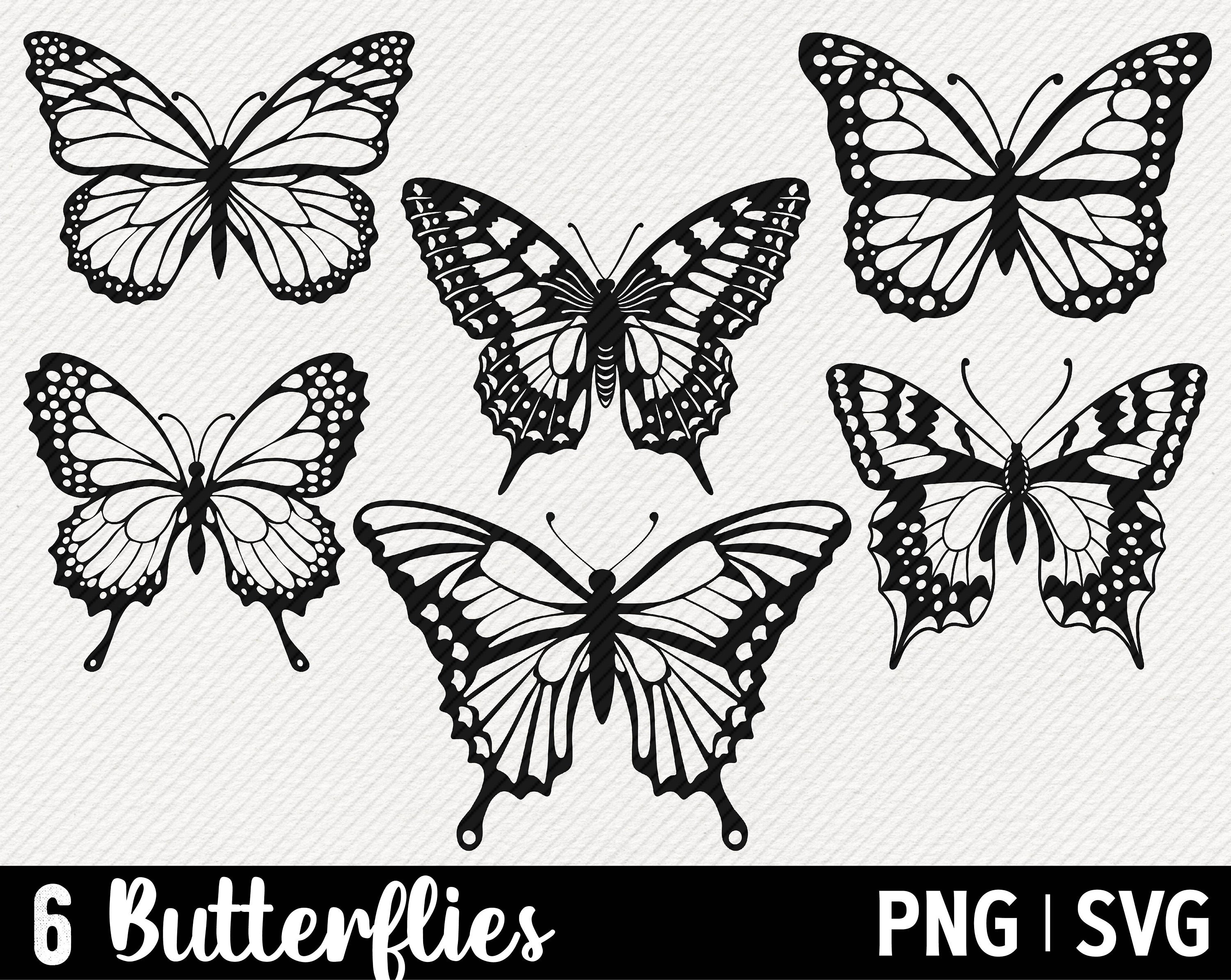 6 Butterflies PNGSVG Doodle Hand Drawn Decoration - Etsy