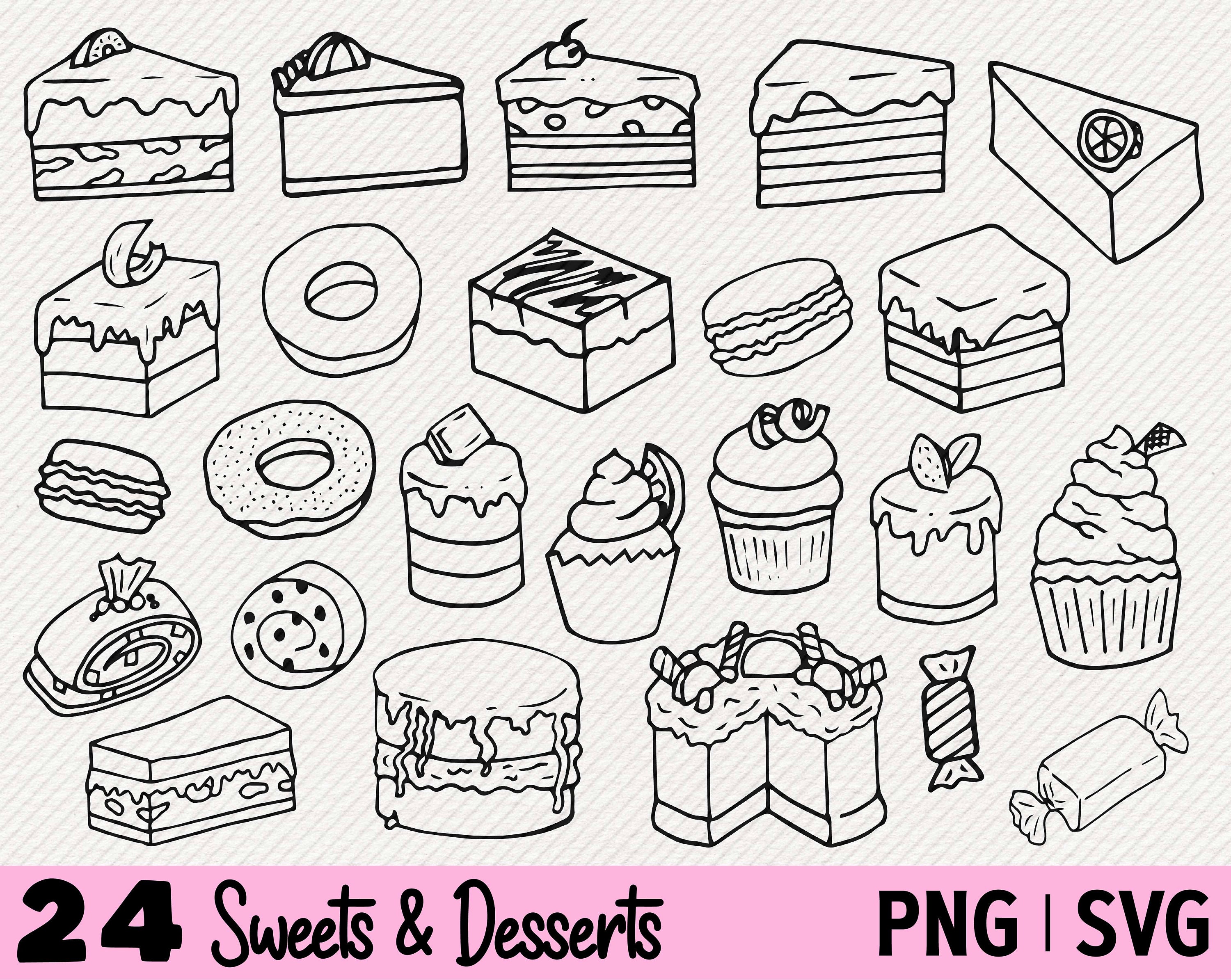 Desserts Clipart Black And White