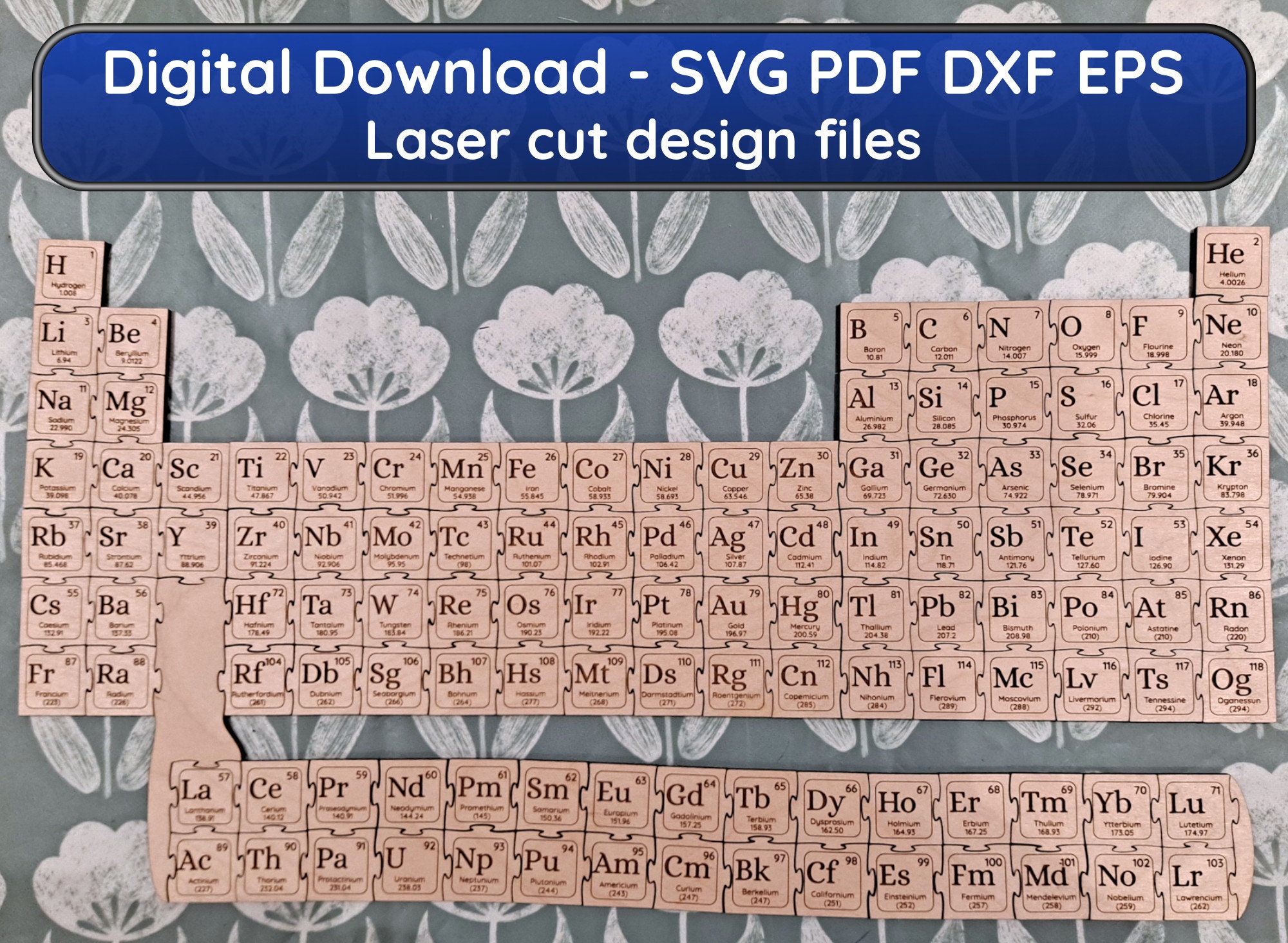 Periodic Table of Elements Laser Cut Digital Design Files Instant ...
