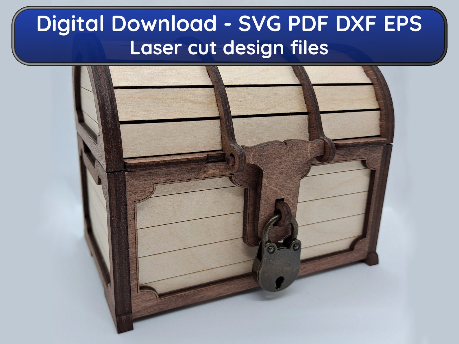Lockable Treasure Chest Laser Cut Digital Design Files With - Etsy Hong ...