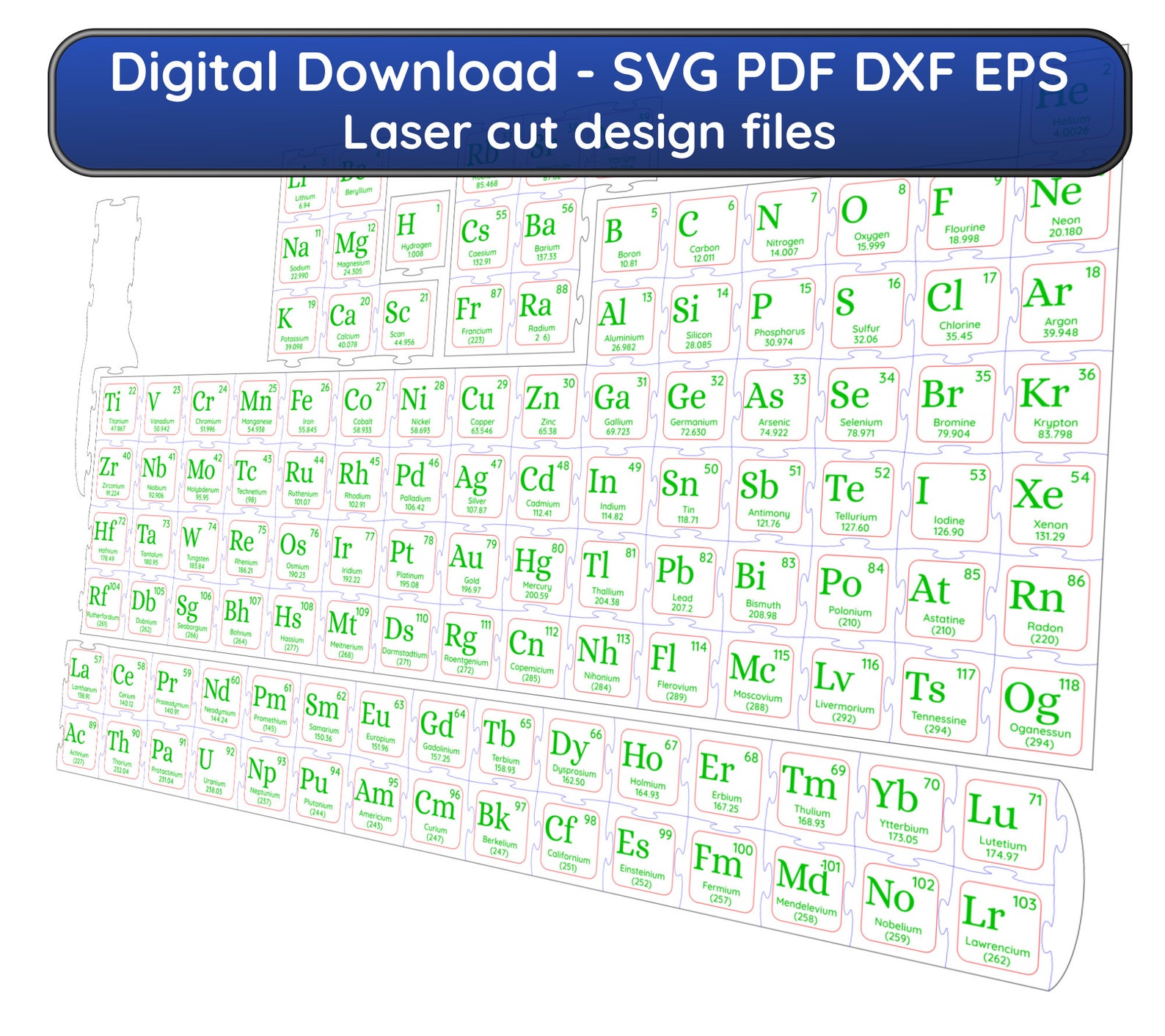 Periodic Table of Elements Laser Cut Digital Design Files | Etsy New ...